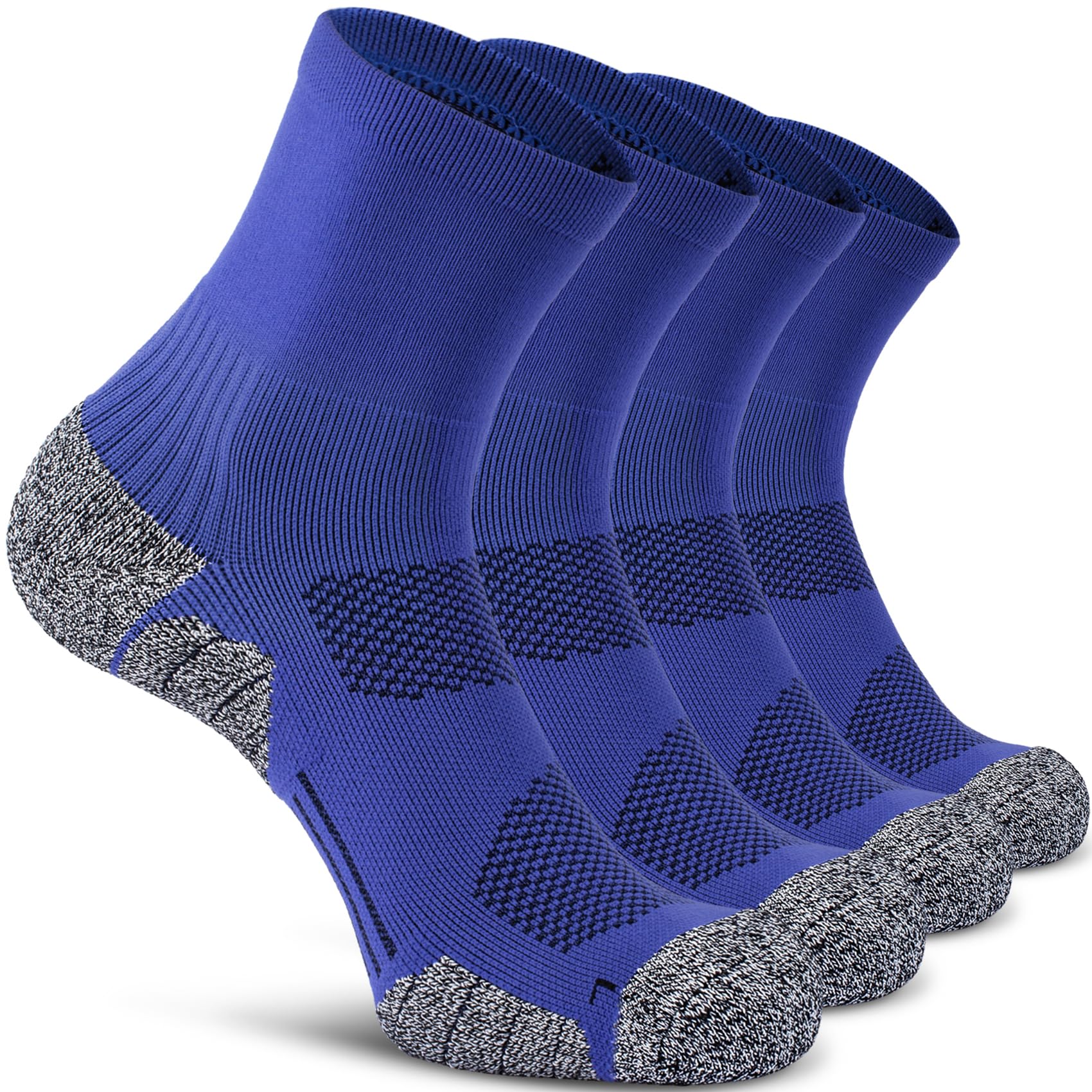 CWVLC Compression Athletic Unisex Quarter Socks Cushioned, 4-Pairs Royal Blue, XL