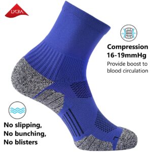 CWVLC Compression Athletic Unisex Quarter Socks Cushioned, 4-Pairs Royal Blue, XL