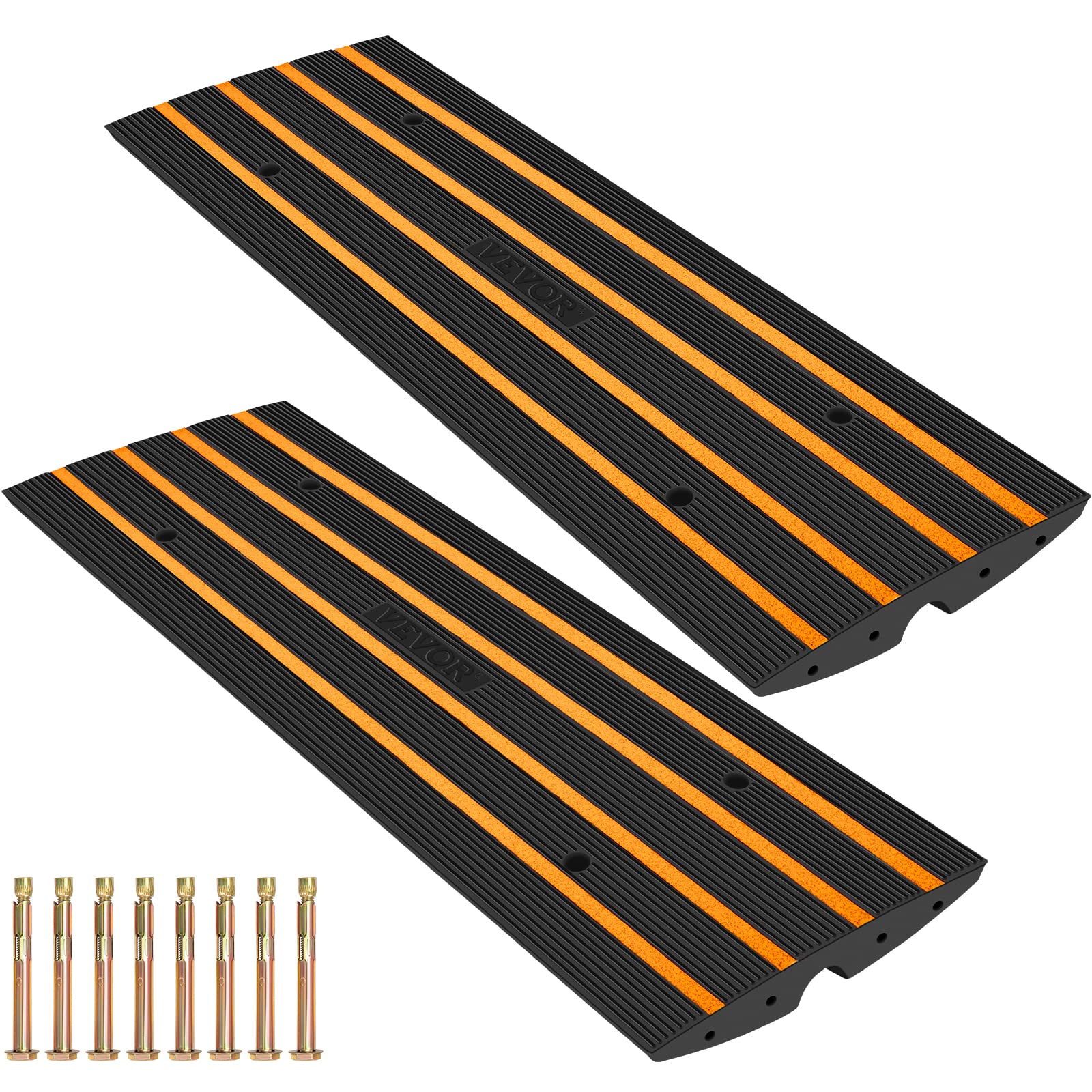 VEVOR Driveway Curb Ramp 2 Pack, 33069 Lbs Capacity Rubber Car Ramp, 2.6" Rise Curb Ramp for Driveway, Loading Dock, Garage, Sidewalk, Car, Truck, Scooter