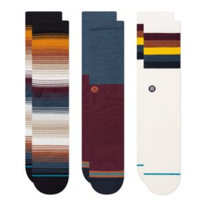 stance breakwater 3 pack crew socks (large, navy)