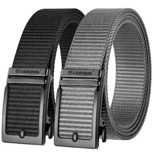 fairwin ratchet belt 2 pack golf belts for men adjustable designer western mens belts for jeans automatic slide buckle black