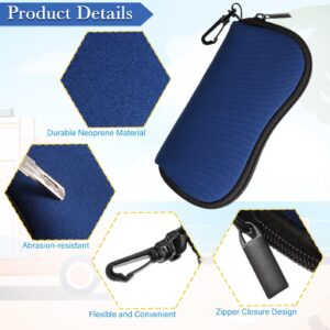 Flutesan 3 Pieces Sunglasses Soft Case Portable Neoprene Zipper Eyeglass Case Ultra Light Sunglasses Safety Pouch Glasses Case with Clip