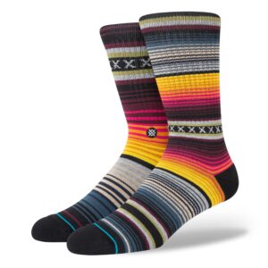 stance curren st crew socks (large, burgundy)