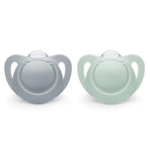 nuk | orthodontic pacifiers | light blue-blue| 6-18 months | best pacifier for breastfed babies | bpa free | shaped to soothe just like mom | 2-pack (blue)