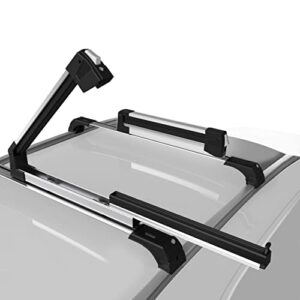 erkul 25" ski rack for car roof - universal ski & snowboard car racks with anti-theft lock and extension with sliding rail | carry up to 4 pairs of skis or 2 snowboards