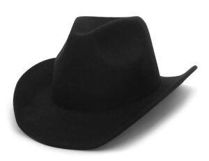 wool cowboy cowgirl hat for men women classic roll up brim fedora western black