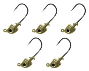 reaction tackle tungsten swimbait jig heads - 3d realistic eyes attract bass and more- swim bait jig head for use with freshwater or saltwater fishing (5-pack) - 1/4oz - green pump