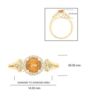 Cali Trove 1/10cttw White Diamond Accent and Gemstone Ring for Women in 10k Gold, Women's Gemstone & Diamond Ring, Fashion Ring with Choice of Gemstone in 10k Yellow Gold - Size 8