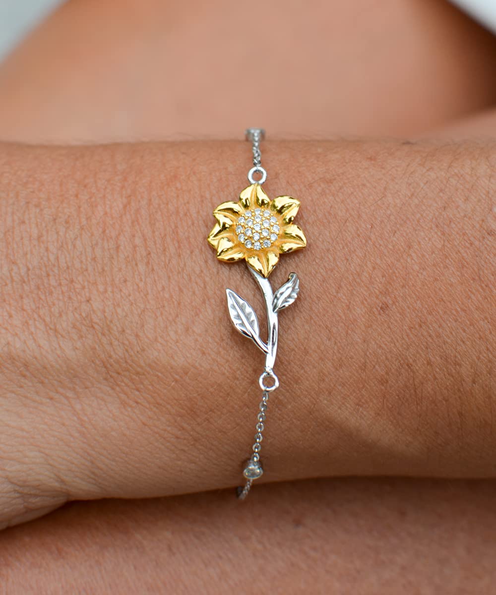 Valentine's Day Presents for Girlfriend, Bracelet for Girlfriend, Girlfriend Birthday Cute Gifts, Romantic Gift Ideas for Her, To My Badass Girlfriend 925 Sterling Silver Sunflower Bracelet For Women