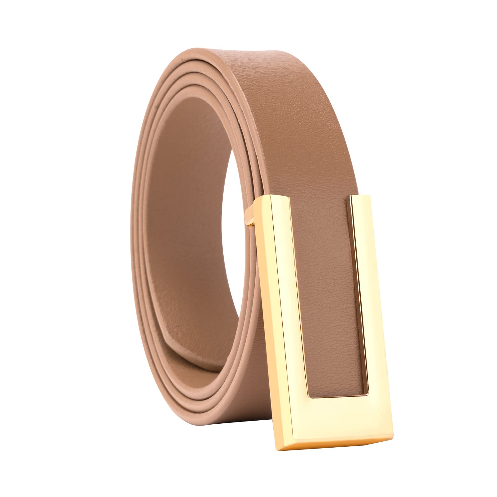 YooAi Womens Leather Belt Skinny Waist Belt for Dresses Jeans Pants with Gold Buckle khaki 95