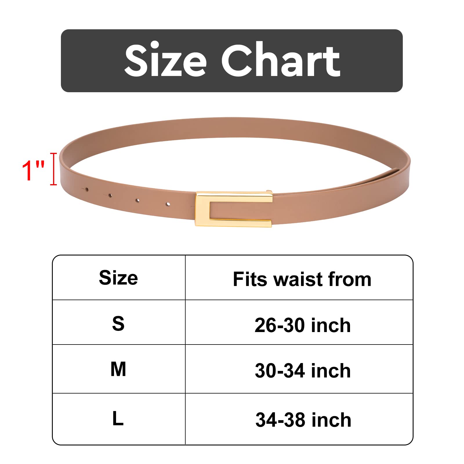 YooAi Womens Leather Belt Skinny Waist Belt for Dresses Jeans Pants with Gold Buckle khaki 95