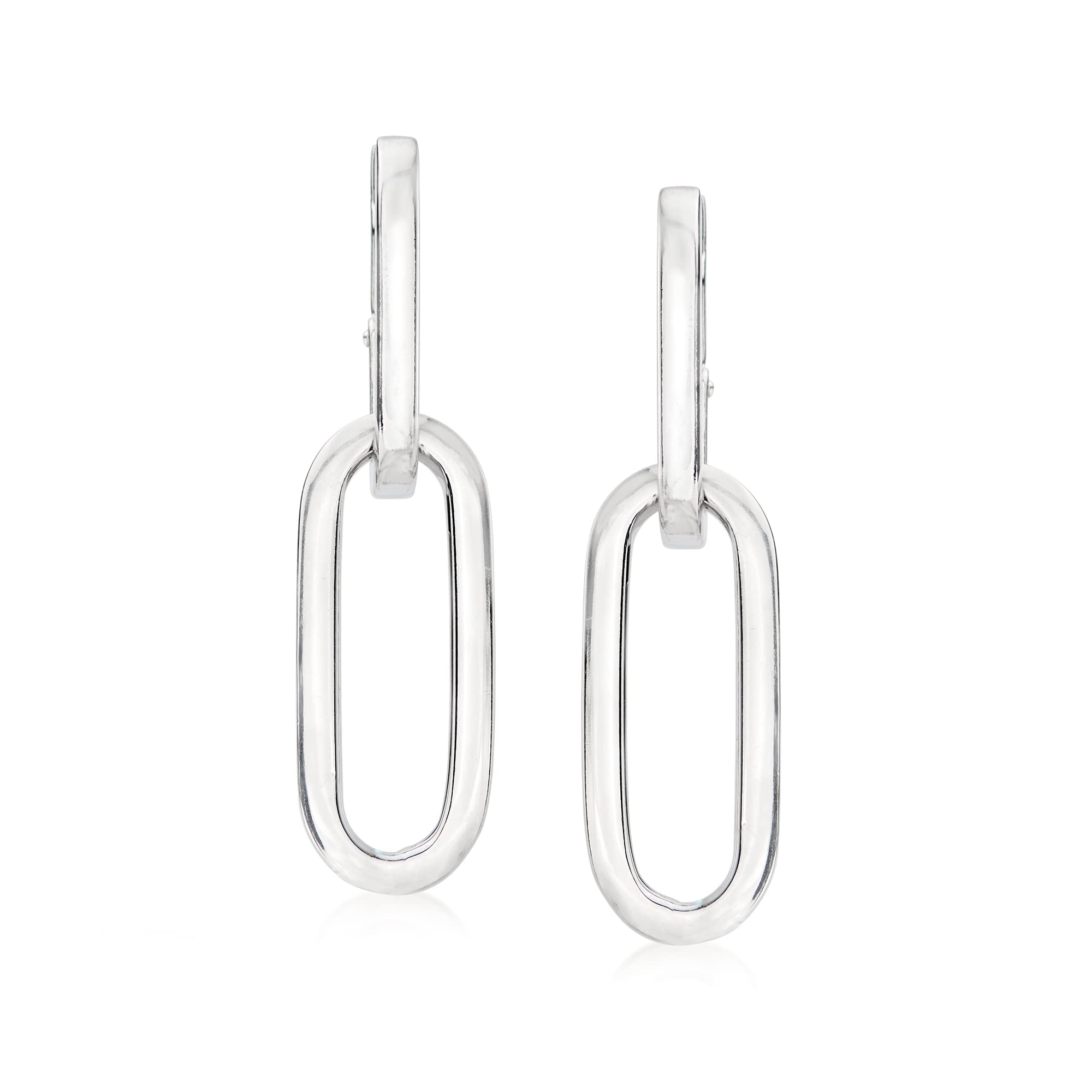 Ross-Simons Italian Sterling Silver Paper Clip Link Hoop Drop Earrings