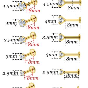 Vsnnsns 16G Lip Rings Stainless Steel Labret Jewelry Monroe Lip Rings Nail Cartilage Tragus Helix Earrings Studs Piercing Jewelry Medusa Piercing Jewelry for Women Men 16 Gauge Earrings 8mm Gold