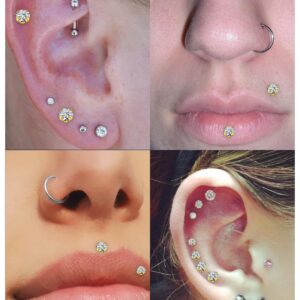 Vsnnsns 16G Lip Rings Stainless Steel Labret Jewelry Monroe Lip Rings Nail Cartilage Tragus Helix Earrings Studs Piercing Jewelry Medusa Piercing Jewelry for Women Men 16 Gauge Earrings 8mm Gold