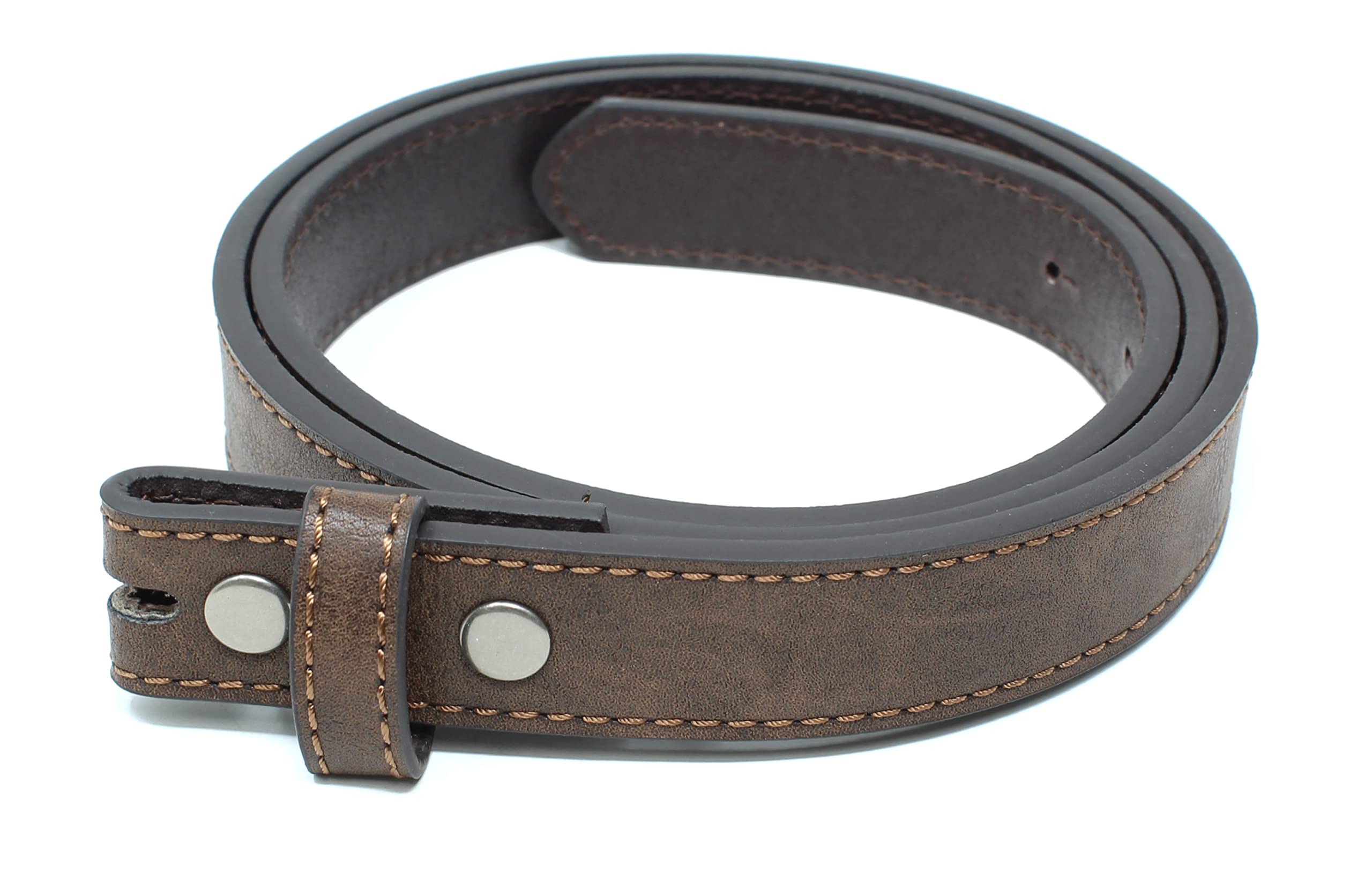 BC Belts Womens Thin Leather Belt Strap with Vintage Distressed Texture 1" Wide with Snaps (Dark Brown-XS)