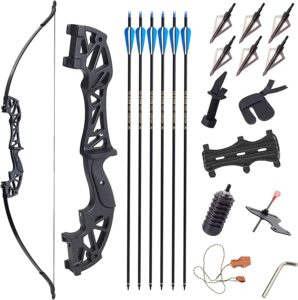 sopoger archery recurve bows for adults -bow and arrow set for adults youth beginner 30 lbs 40 lbs metal riser takedown recurve bow right handed for outdoor practice target hunting (black - 40lbs)