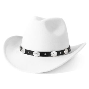 lisianthus men & women's felt wide brim western cowboy hat r-white