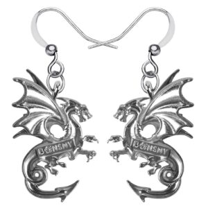 Enamel Alloy Dragon Earrings Fantasy Dinosaur Drop Dangle Fashion Jewelry For Women Charm Gift (Brown)