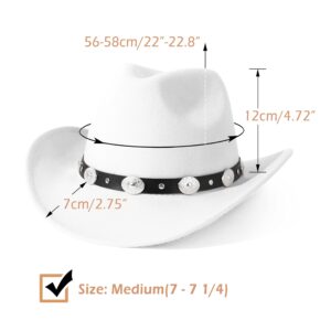 Lisianthus Men & Women's Felt Wide Brim Western Cowboy Hat R-White