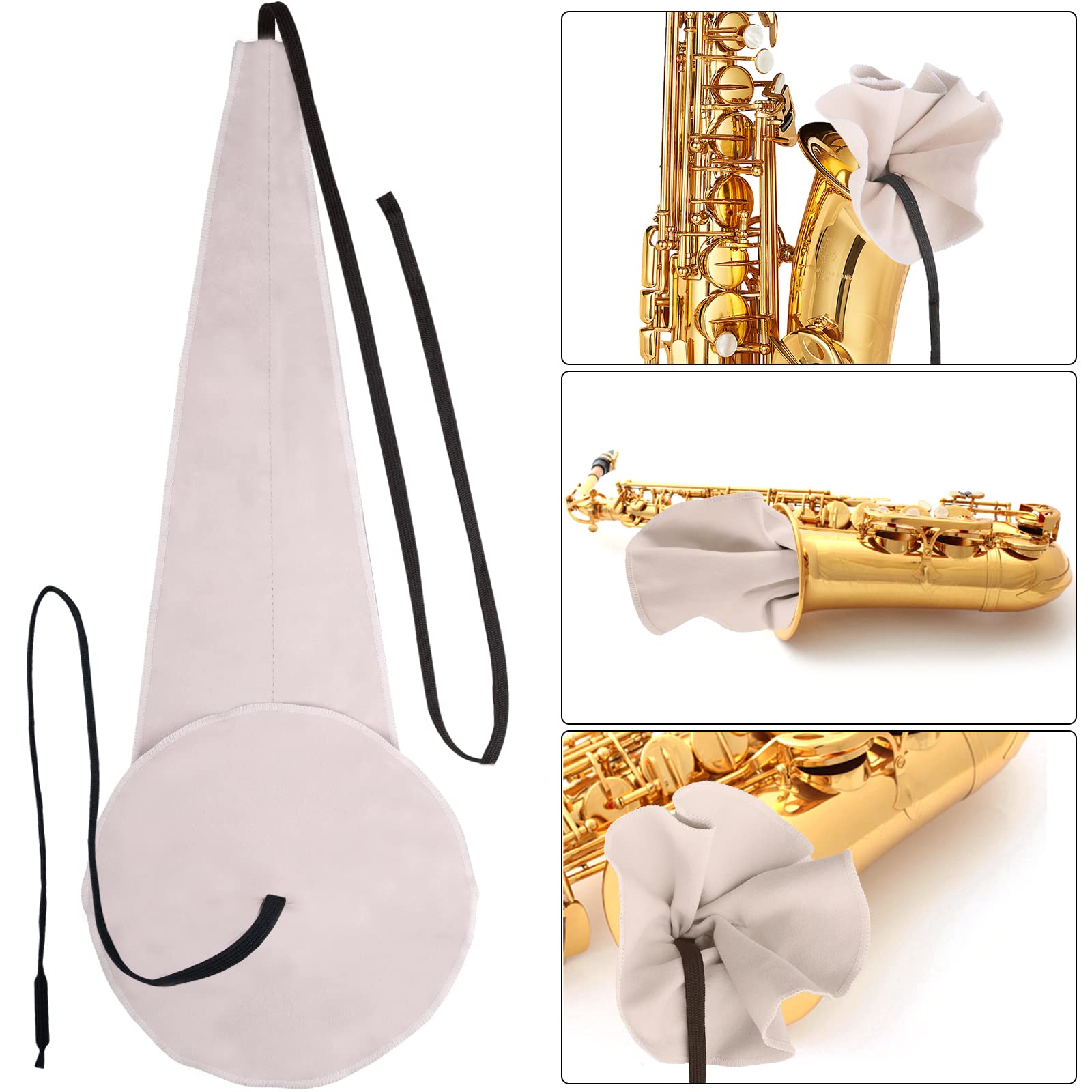 Saxophone Cleaning Kits with Case for Saxophone and Clarinet Flute Trumpet Instruments,8PCS Saxophone Mouthpiece Cushion,Mouthpiece Brush Microfiber Cleaning Cloth（Beige）