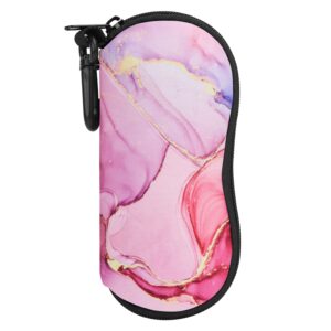 moko sunglasses soft case ultra light neoprene zipper eyeglass case with clip, cloudy pink