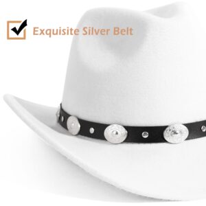 Lisianthus Men & Women's Felt Wide Brim Western Cowboy Hat R-White