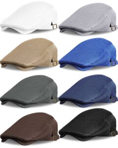 chuarry 8 pack men's mesh flat cap breathable summer newsboy hat cabbie driving hats for men