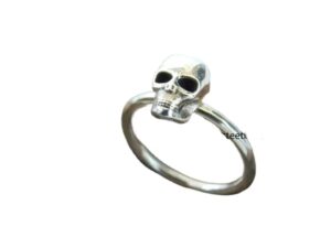 tiny silver skull ring, minimalist animal ring, taxidermy jewelry, bone, wiccan, goth, gothic ring, stackable, dark fashion, sugar, rustic, death 925 silver by tejika global (12)