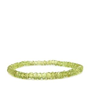 natural peridot stretchable beads bracelet 7 inch endless, august birthstone, healing bracelet, adjustable