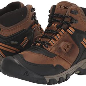 KEEN Men's Ridge Flex Mid Height Waterproof Hiking Boots, Bison/Golden Brown, 11.5 Wide