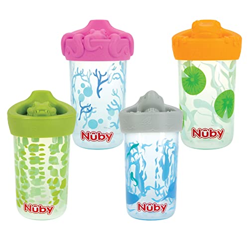 Nuby No Spill 3D Character Sippy Cup with Soft Touch Flo Silicone Top, 12 Ounce, Frog