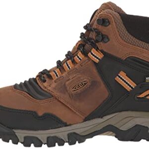 KEEN Men's Ridge Flex Mid Height Waterproof Hiking Boots, Bison/Golden Brown, 11.5 Wide