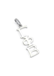 the collegiate standard gamma phi beta 14k solid white gold lavaliere