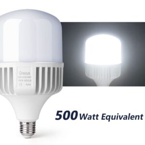 400W-500W Equivalent LED Light Bulb, Bright White Bulbs 6500K 65Watt High Lumen, Cool Daylight White E26/E27 Medium Base for Garage Warehouse Factory Workshop Street Backyard Large Area