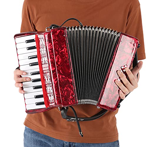 BTER Piano Accordion, 8 Bass 22-Key Exquisite Ergonomically Designed Accordions with Cleaning Cloth and Strap, Sensitive Button Playing Musical Instruments Gift for Children Beginners Adults