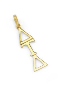 the collegiate standard delta tau delta 14k solid gold lavaliere