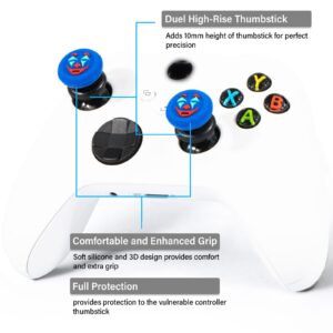 Playrealm FPS Thumbstick Extender &Texture Rubber Silicone Grip Cover 4 Sets for Xbox Series X/S & Xbox One Controller(Joker Red+Blue)