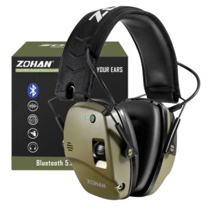 zohan 035 bluetooth 5.4 shooting ear protection earmuff, active noise canceling, hearing protection with sound amplification