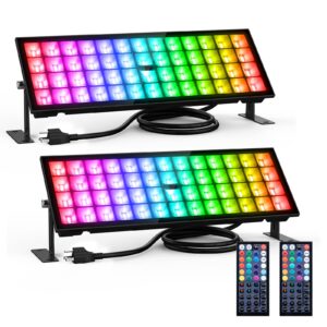 onforu 2 pack 96w stage light bar, led uplighting, outdoor wall washer light, ip66 waterproof rgb light bar with diy colors, wash lights with timing, dj light for festival, wedding, party