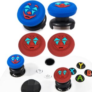 playrealm fps thumbstick extender &texture rubber silicone grip cover 4 sets for xbox series x/s & xbox one controller(joker red+blue)