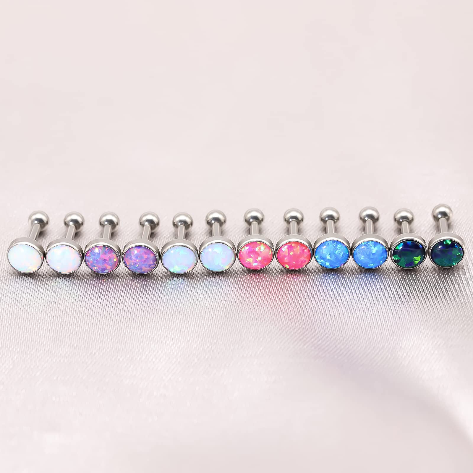 16g Titanium Internally Threaded Earrings with Screw Back for Sensitive Ears Hypoallergenic Cartilage Tragus Helix Ear Piercing Diameter (Black Opal 1, 4mm)