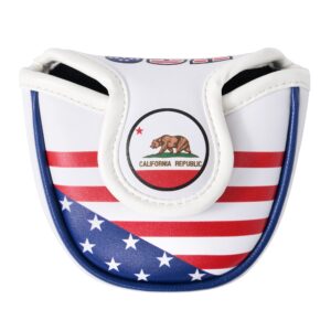 mile high life | us states flag mallet putter cover | synthetic leather golf head covers | america flag putter headcover compatible with odyssey/taylormade/scotty cameron putters (california)