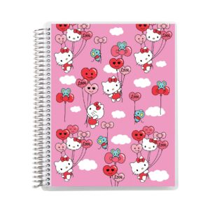 erin condren 7" x 9" spiral bound dot grid journal notebook - hello kitty balloons, 5mm dot grid, 160 page writing, drawing & art notebook, 80lb thick mohawk paper, stickers included