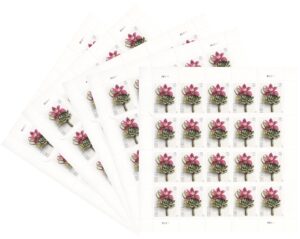 contemporary boutonniere forever stamps sheet of 20 - wedding stamp (pack of 5 sheets, 100 stamps)