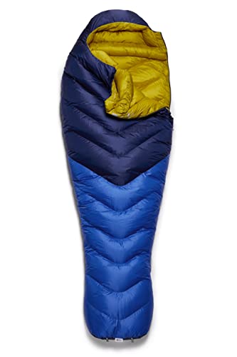 Rab Neutrino 600 Down Insulated Lightweight Mummy Sleeping Bag for Climbing and Mountaineering - Nightfall Blue - 10 Degree, Long, Left Zip