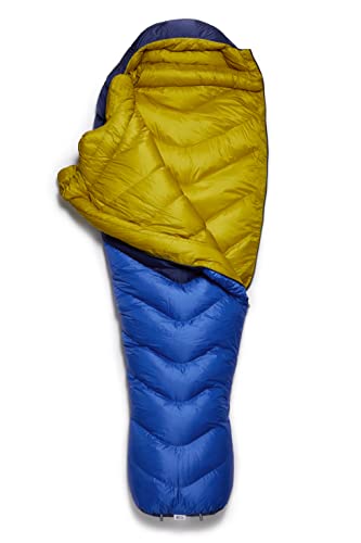 Rab Neutrino 600 Down Insulated Lightweight Mummy Sleeping Bag for Climbing and Mountaineering - Nightfall Blue - 10 Degree, Long, Left Zip