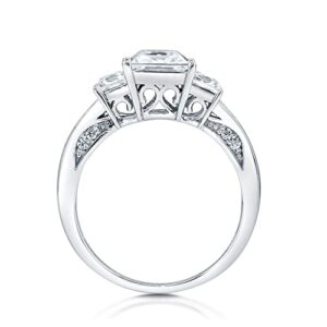 ZLAEBL 2 3/5 Carat (ctw) 3-Stone Princess Cut Moissanite engagement Rings for women Platinum Plated Silver moissanite rings (Available in size 4.5-11)