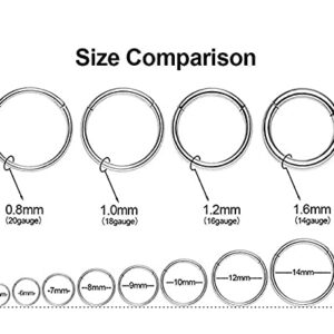 MeiziQL 3Pcs 20G Hinged Clicker Nose Ring Hoop, Stainless Steel, no gemstone