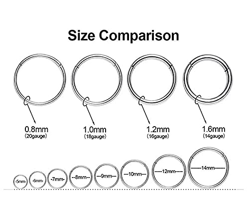 MeiziQL 3Pcs 20G Hinged Clicker Nose Ring Hoop, Stainless Steel, no gemstone