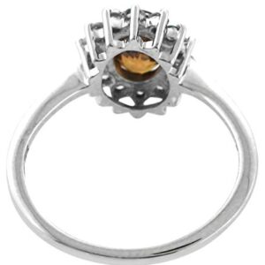 Carillon Princess Diana Brown Color Gemstone Solitaire Accents 925 Sterling Silver Women's Engagement Ring (Sterling Silver, 10.5)